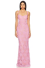 V. Chapman Ruby Gown in Begonia Pink Lace | REVOLVE