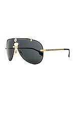 VERSACE Rock Icons Aviator in Gold, Black, & Dark Grey | REVOLVE