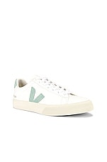 Veja Campo Sneaker in Extra White & Matcha | REVOLVE