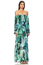 villa fresca Malia Pleated Dress in Tropic Ink | REVOLVE