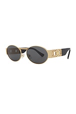 VERSACE Oval Sunglasses in Gold & Dark Grey | REVOLVE