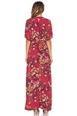 WAYF Lace Up Midi Dress in Red Botanical | REVOLVE