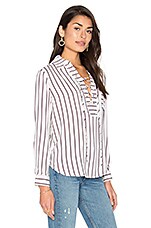 WAYF Dean Lace Up Blouse in Ivory Stripe | REVOLVE