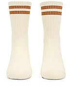 WellBeing + BeingWell Striped Tube Grip Sock in Ivory Adobe Brown | REVOLVE