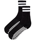 WellBeing + BeingWell Striped Tube Grip Sock in Black White | REVOLVE