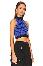 Wolford C2C Leopard Top in Dazzling Blue & Black | REVOLVE