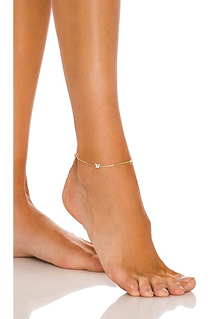 By Adina Eden Crystal Multi Butterfly Anklet in Gold REVOLVE
