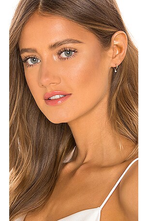 EF COLLECTION Mini Huggie Earring with Diamond Bezel Drop Earrings in 14k Gold REVOLVE