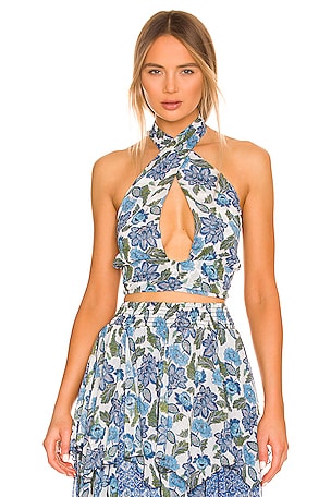 MISA Los Angeles Zoe Skirt in Flora Azulia and Blue Astra | REVOLVE