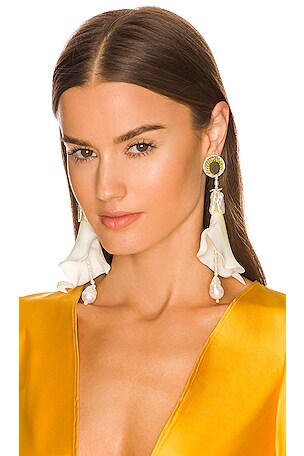 Ranjana Khan Embellished Orchid Earrings in Green REVOLVE