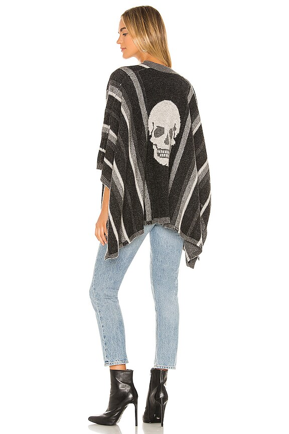 360CASHMERE Hunter Poncho in Mid Heather Grey & Black | REVOLVE