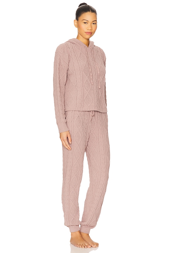 525 America Hallie Chenille Cable Hoodie & Jogger Set in Bark | REVOLVE