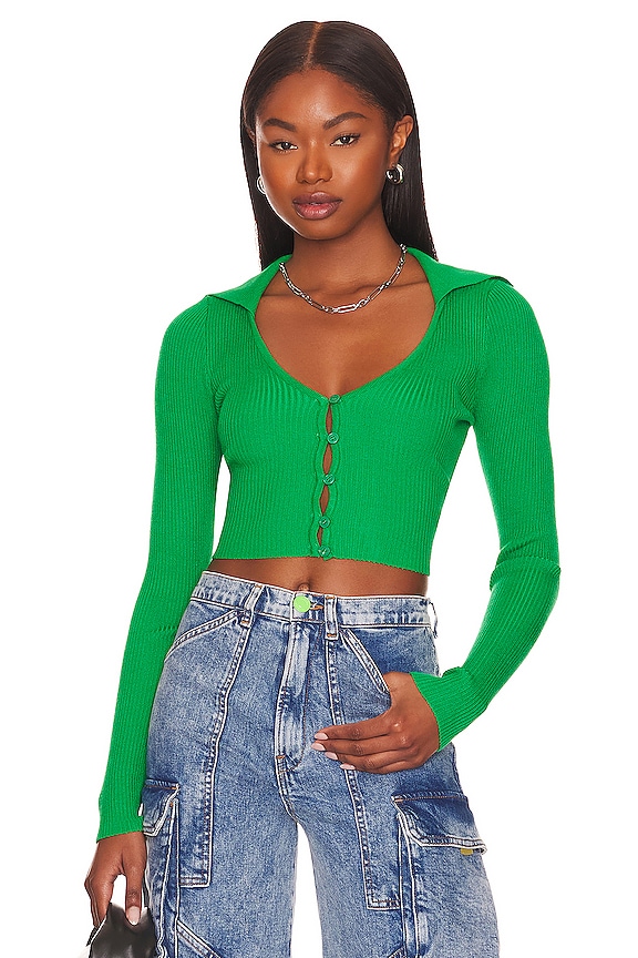 ALL THE WAYS Clarissa Deep V Top in Green | REVOLVE