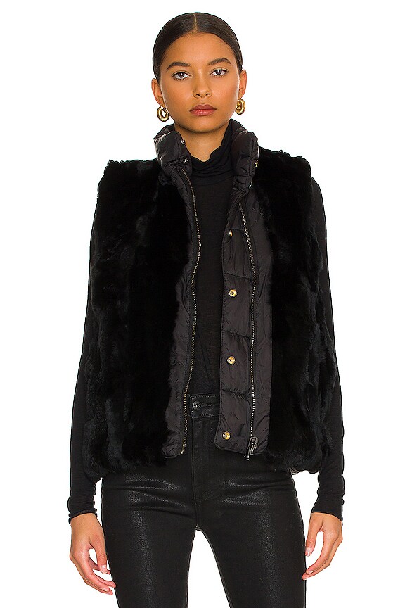Adrienne Landau Morgan Reversible Fur Vest in Black | REVOLVE