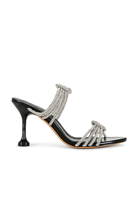 Alexandre Birman Vicky Crystal Knot 85 Mule in Crystal & Black | REVOLVE