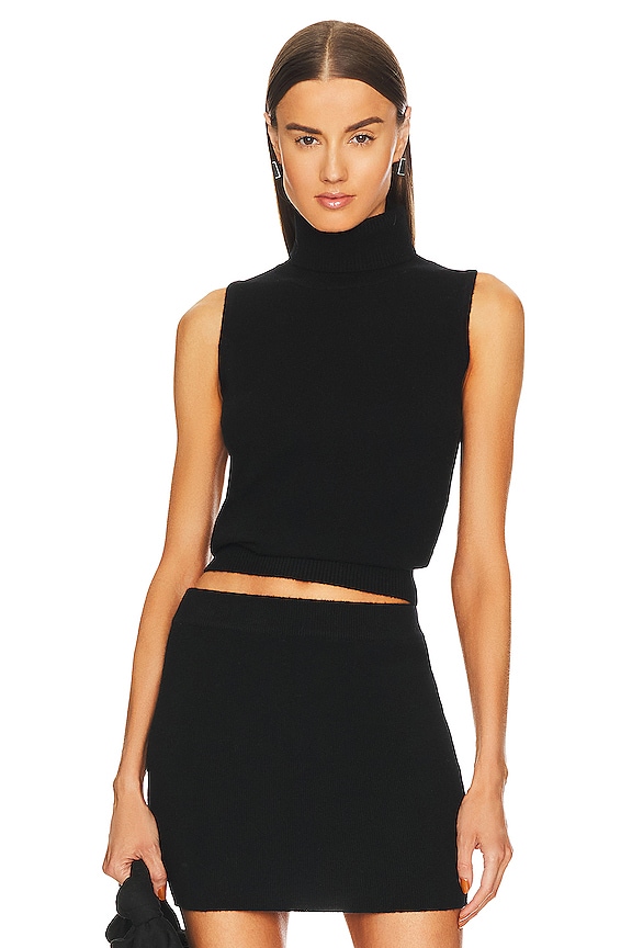 AEXAE Sleeveless Roll Neck Cashmere Top in Black | REVOLVE