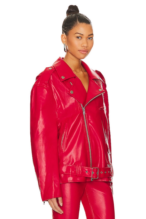 AFRM Faux Leather Blaise Jacket in Jester Red | REVOLVE