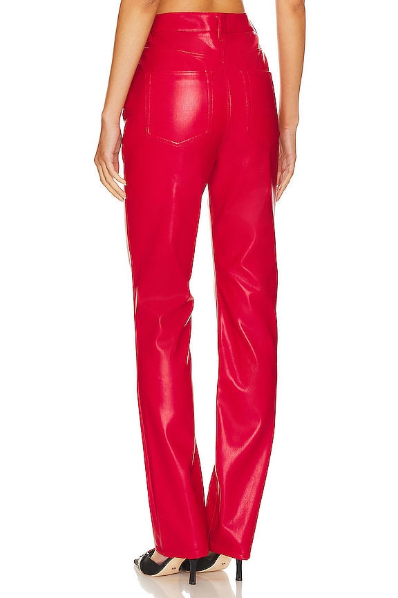 AFRM Faux Leather Heston Straight Leg Pants in Jester Red | REVOLVE