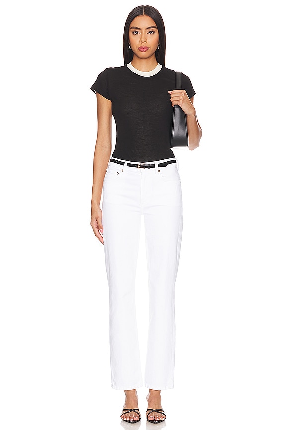 AGOLDE Kye Mid Rise Straight Crop Jeans in Sour Cream | REVOLVE