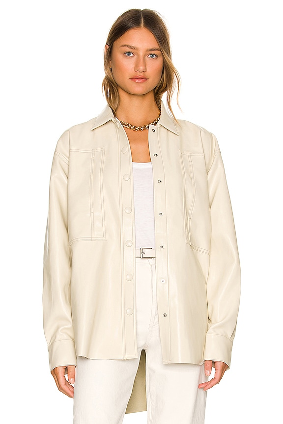 AGOLDE Utility Faux Leather Shirt in Powder | REVOLVE
