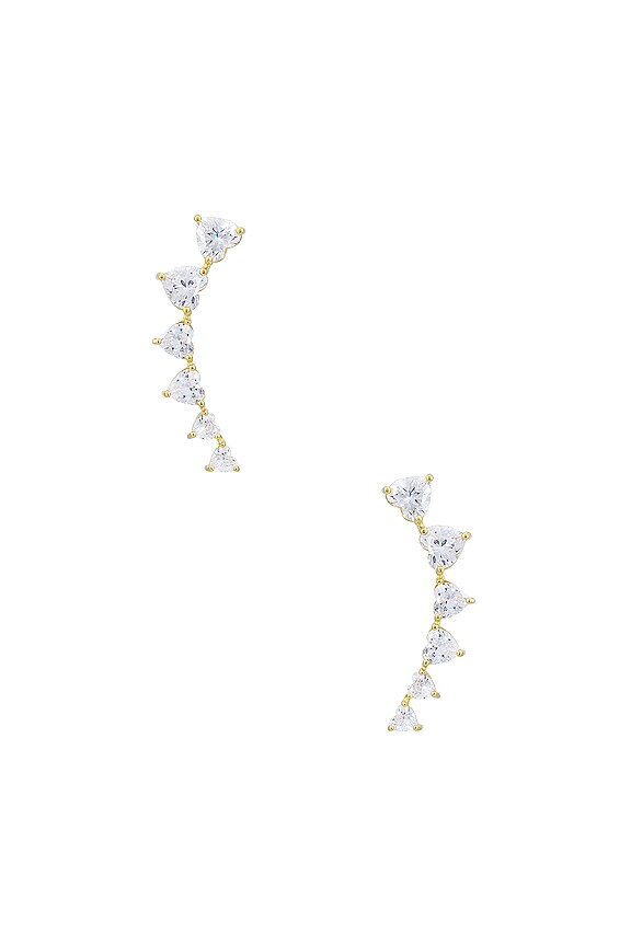 By Adina Eden Multi Heart Ear Climber in Gold | REVOLVE