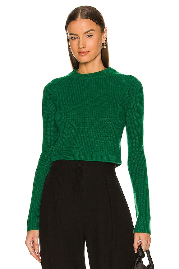 Alice + Olivia Sherice Raglan Cropped Pullover in Deep Emerald | REVOLVE
