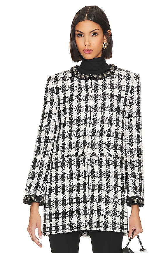 Alice + Olivia Deon Two-fer Seperating Box Jacket in Black & White ...