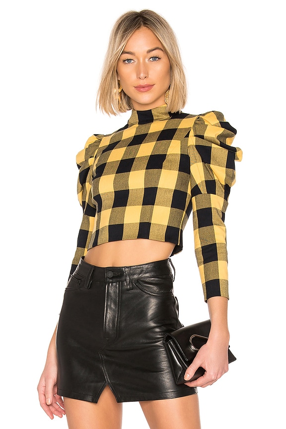 Alice + Olivia Brenna Top in Black & Yellow | REVOLVE