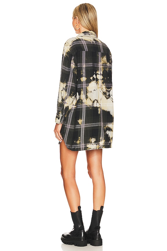 ALLSAINTS Lily Check Shacket Dress in Black | REVOLVE