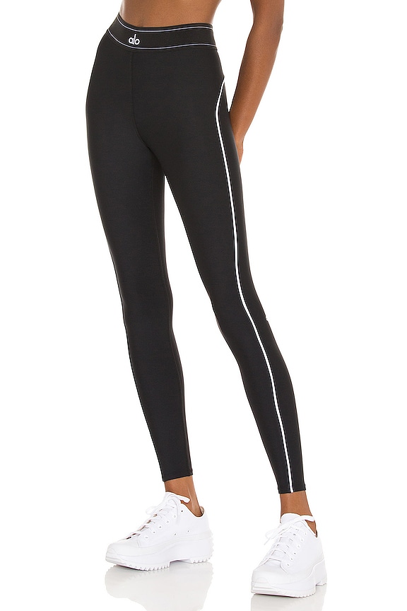alo High Waist Suit Up Legging in Black & White | REVOLVE