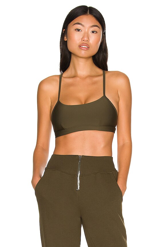 alo Airlift Intrigue Bra in Dark Olive | REVOLVE