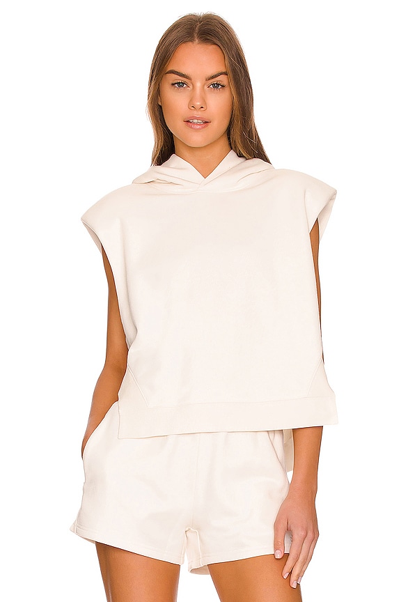 alo Cropped Headliner Shoulder Pad Sleeveless Coverup in Ivory | REVOLVE