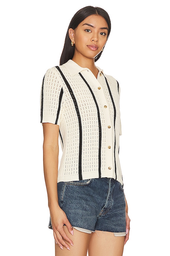 ANINE BING Alexis Sweater in Ivory & Black Stripe | REVOLVE