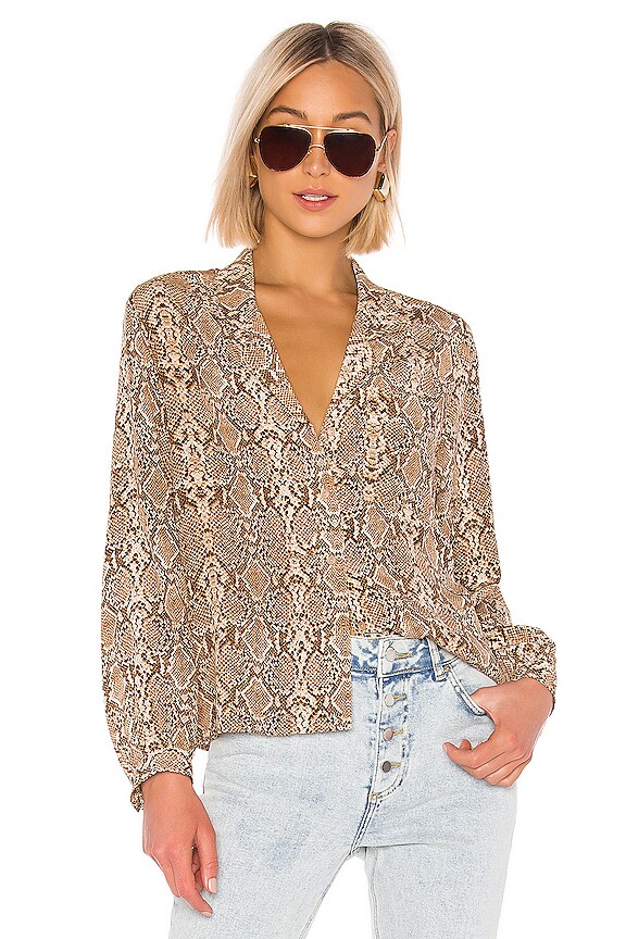 ANINE BING Lilah Silk Blouse in Python | REVOLVE