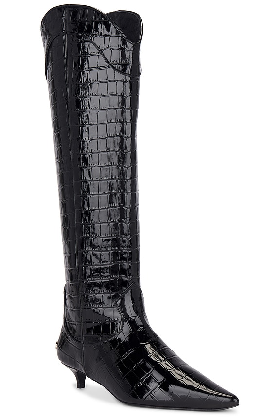 ANINE BING Tall Rae Boots in Black Embossed | REVOLVE