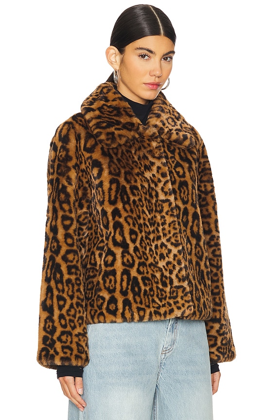 Apparis Elis Leopard Short Coat in Leopard | REVOLVE