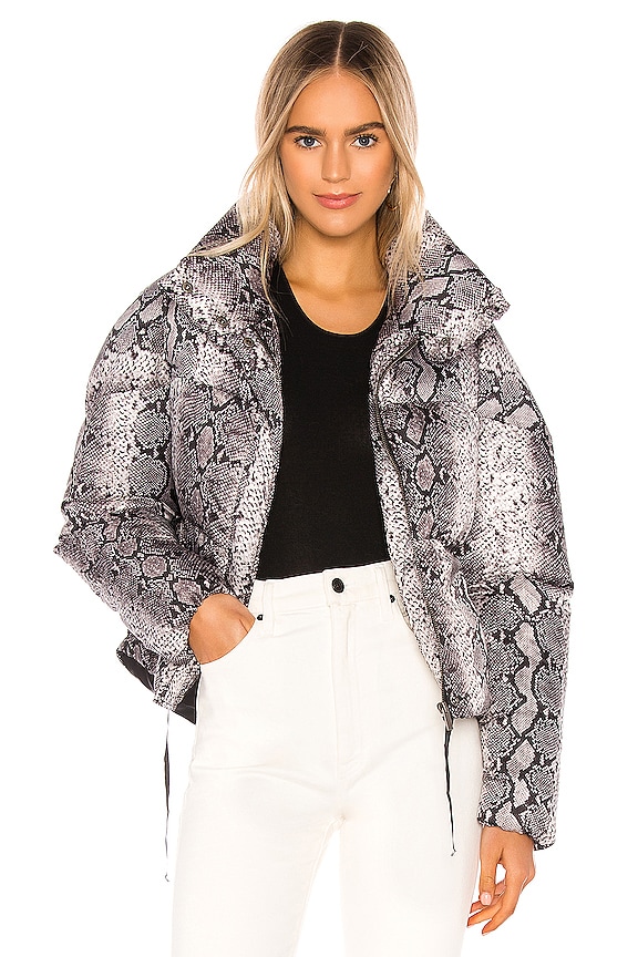 Apparis Jamie Puffer Jacket in Grey Python Print | REVOLVE