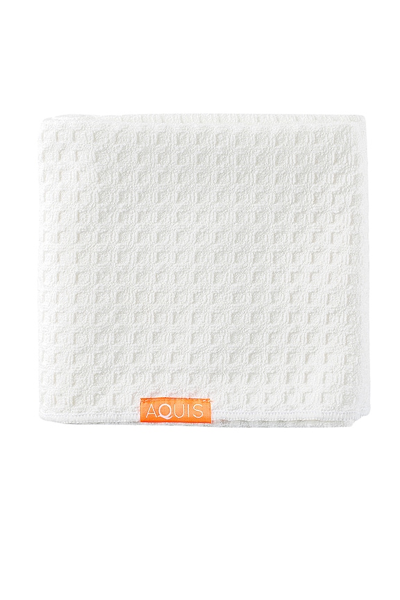 AQUIS Waffle Luxe Hair Towel in White | REVOLVE