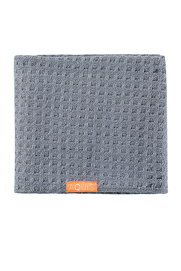AQUIS Waffle Luxe Hair Towel in Moody Grey | REVOLVE