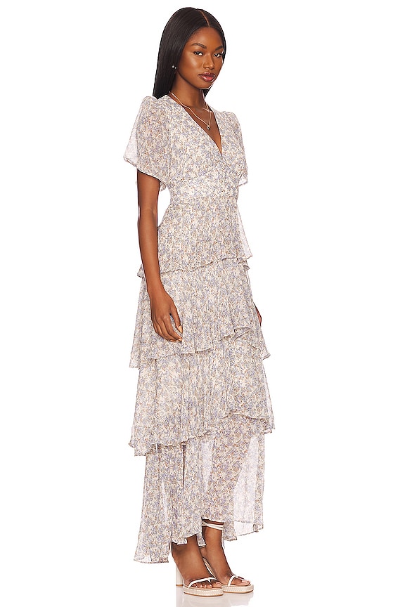 ASTR the Label Talya Dress in Cream & Blue Floral | REVOLVE