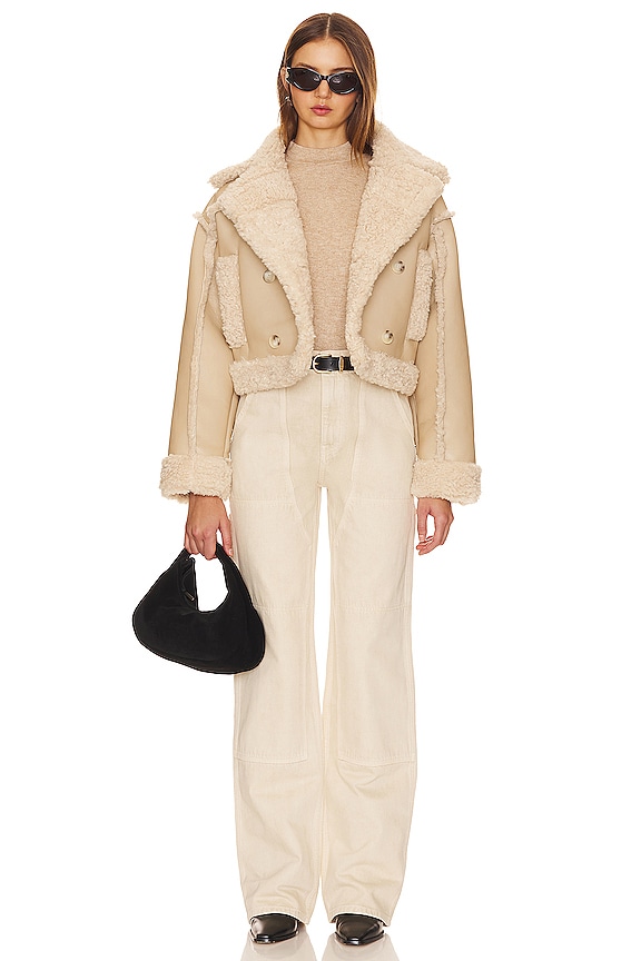 ASTR the Label Luciana Faux Leather Jacket in Ecru | REVOLVE