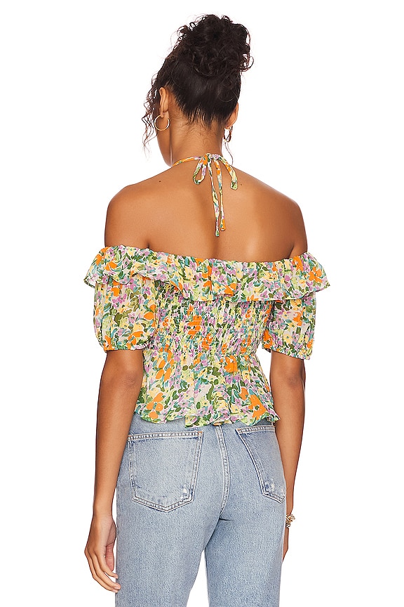 ASTR the Label Clover Top in Green & Orange Multi Floral | REVOLVE