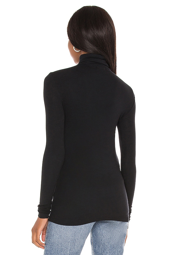 ATM Anthony Thomas Melillo Micro Modal Rib Turtleneck in Black | REVOLVE