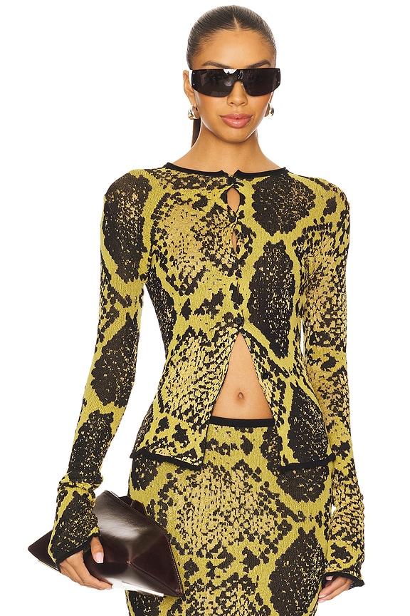 THE ATTICO Python Cardigan in Yellow & Black | REVOLVE