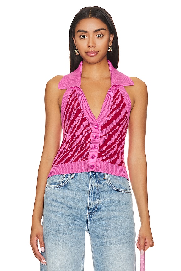 Autumn Cashmere Button Front Halter in Bubble Gum & Cardinal | REVOLVE