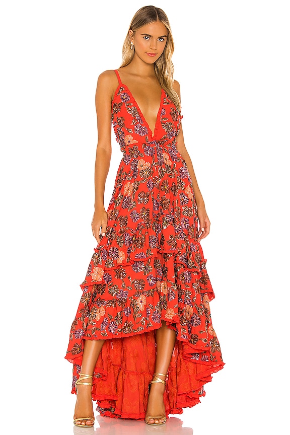 Alexis Primrose Gown in Embellished Coral | REVOLVE