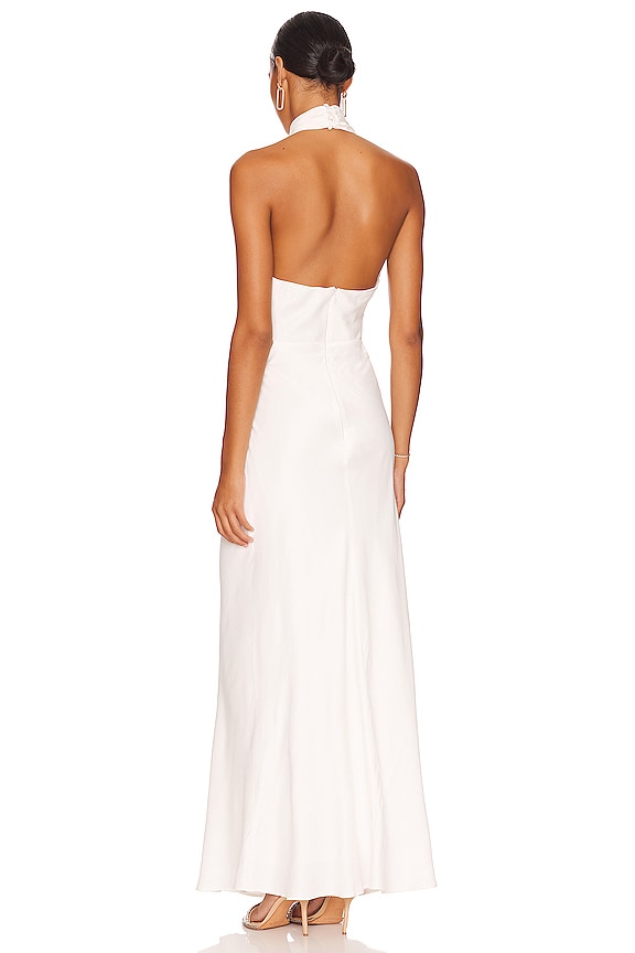 Bardot Wyn Satin Halter Dress in Orchid White | REVOLVE