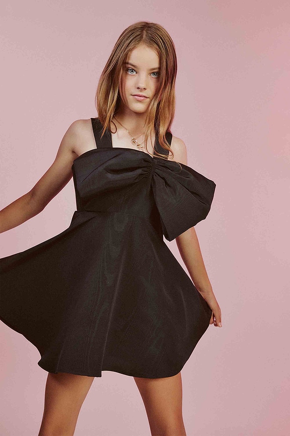 Bardot Junior Kids Stefania Mini Bow Dress in Black | REVOLVE