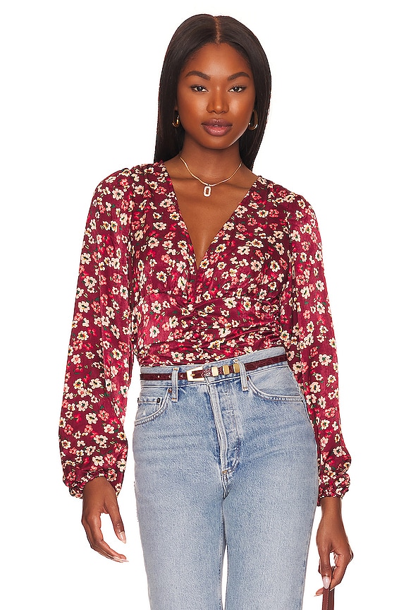 BCBGeneration V Neck Blouse in Abstract Floral | REVOLVE