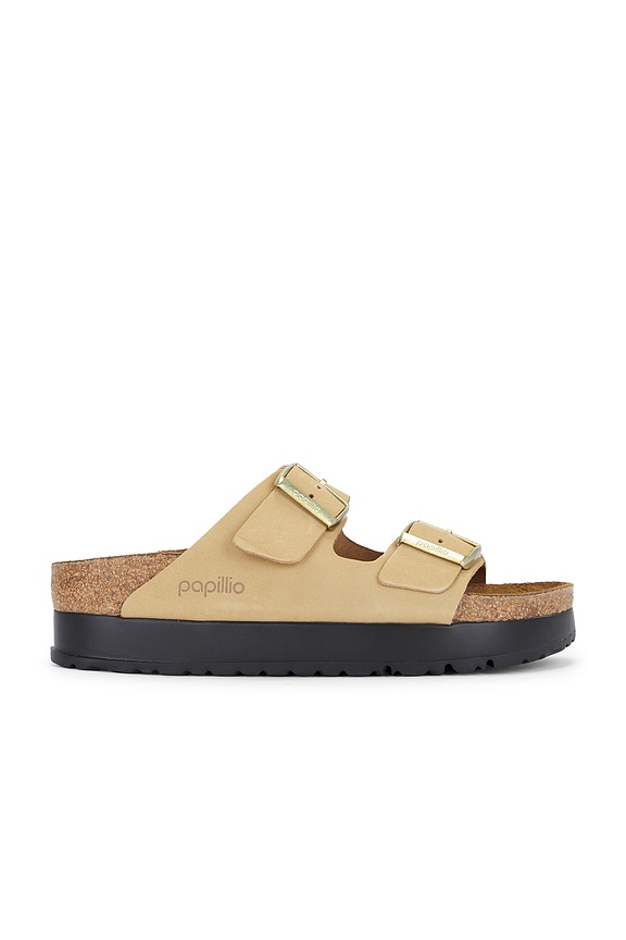 BIRKENSTOCK Arizona Platform Sandal in Sandcastle Nubuck | REVOLVE